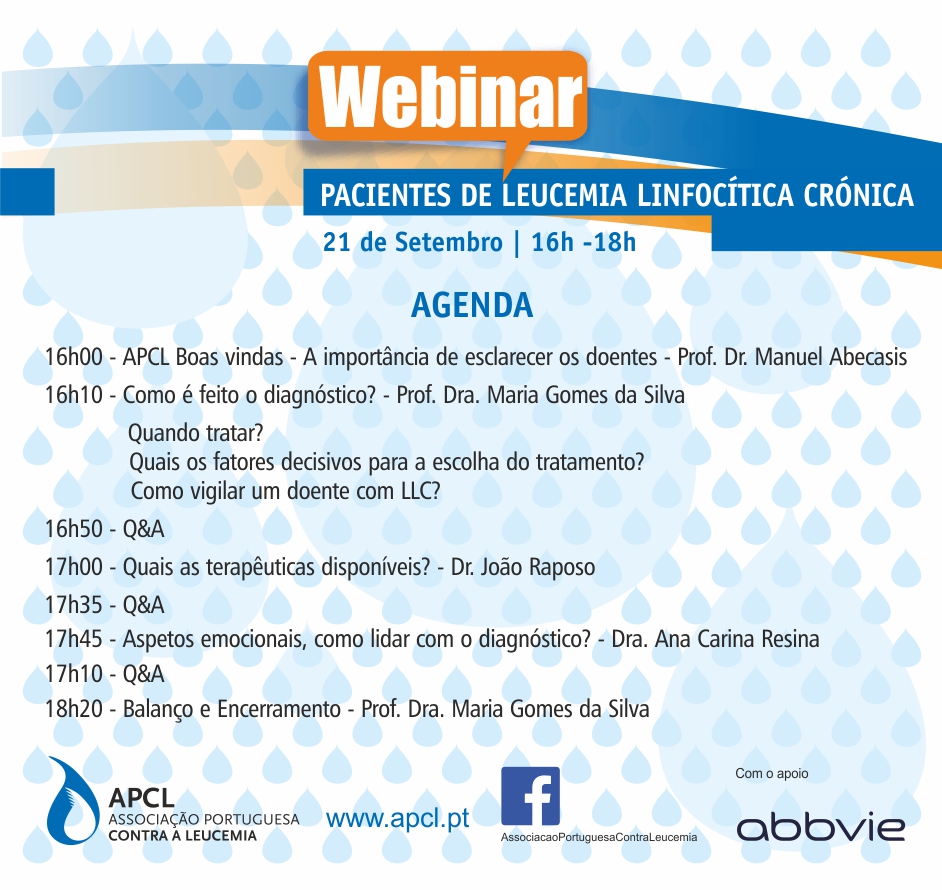 APCL realiza webinar dedicado a doentes com Leucemia Linfocítica ... APCL realiza webinar dedicado a doentes com Leucemia Linfocítica ...